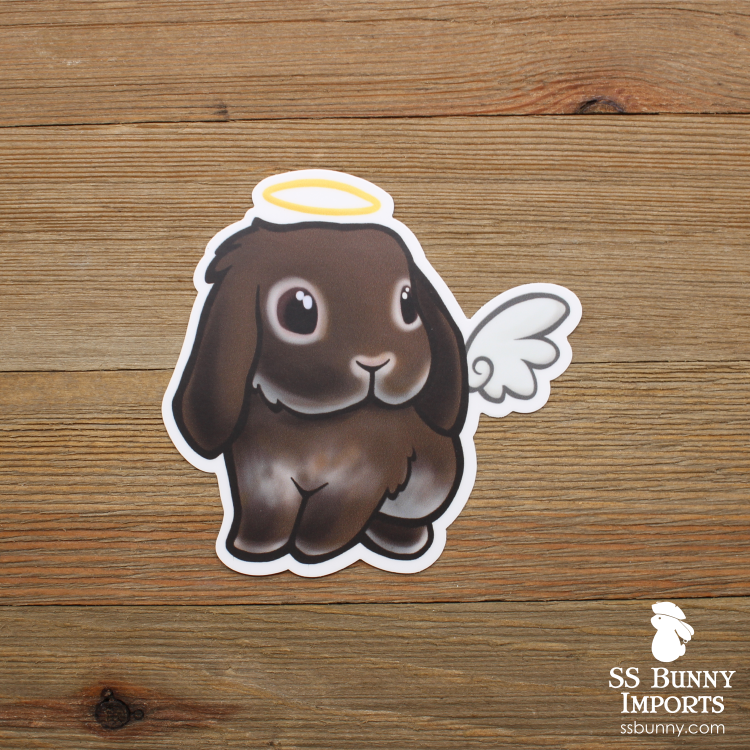 Chocolate otter lop rabbit angel sticker - halo, wings – SS Bunny Imports