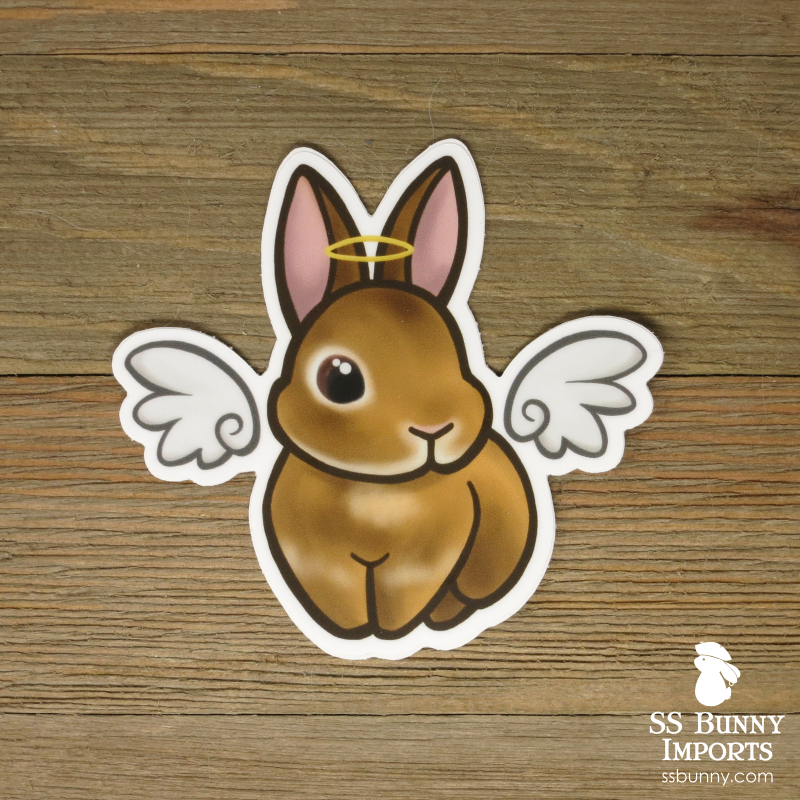 Orange rabbit angel sticker - right, halo, wings – SS Bunny Imports